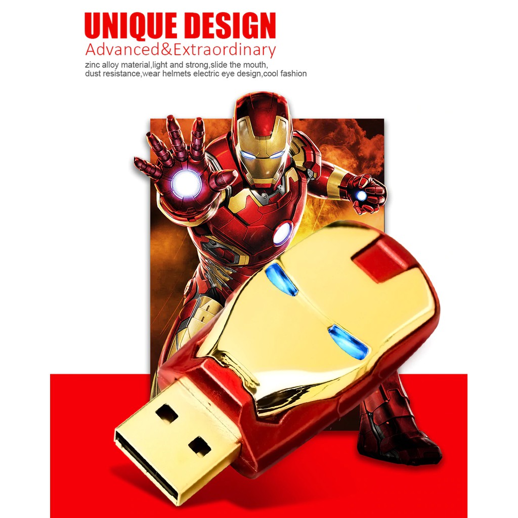 Usb แฟลชไดรฟ์ 1TB Avengers marvel USB แฟลชไดรฟ์รูปทรงไอรอนแมนมีไฟแฟลช ...