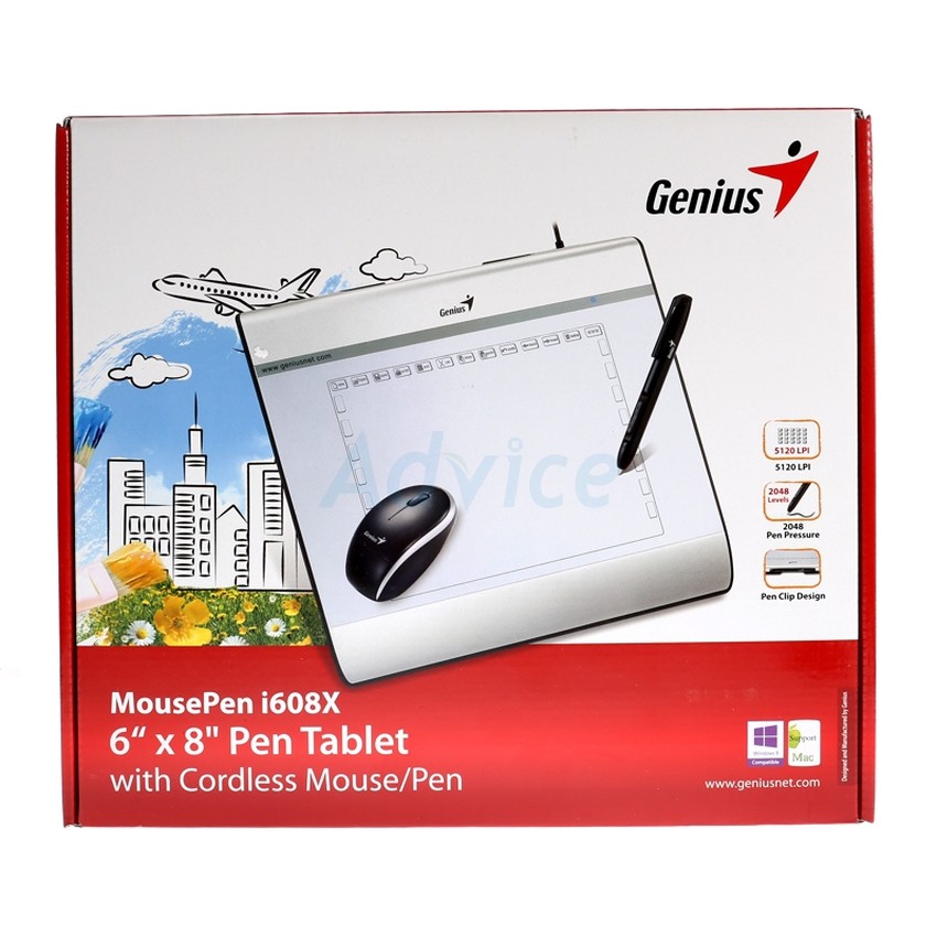 GENIUS เมาส์ปากกา PEN MOUSE (MousePen i608X) 6''x8'' ของแท้ | Shopee ...