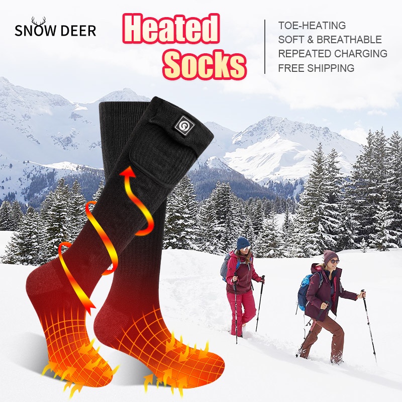 SNOW DEER Winter Heating Socks Women Rechargeable Electric Heated ...