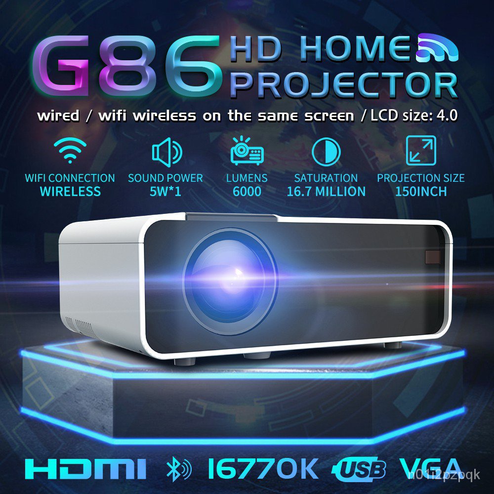 5 Years Warranty 6000 lumens G86 Projector FULL HD 1080P Android Mini ...
