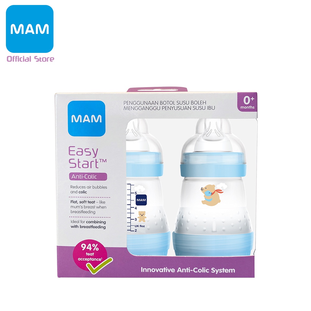 MAM ขวดนม ป้องกันโคลิค ขนาด 5.5 ออนซ์ (จุกเบอร์ 1) บรรจุ 2 ขวด ลายเดียวกันB716 - mambabythailand ...