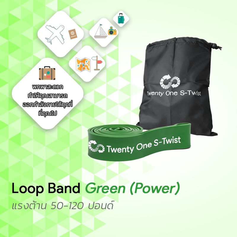 ส่งฟรีไม่ต้องใช้โค้ด ยางยืดออกกำลังกายแบบห่วง Loop Band Power (Green ...