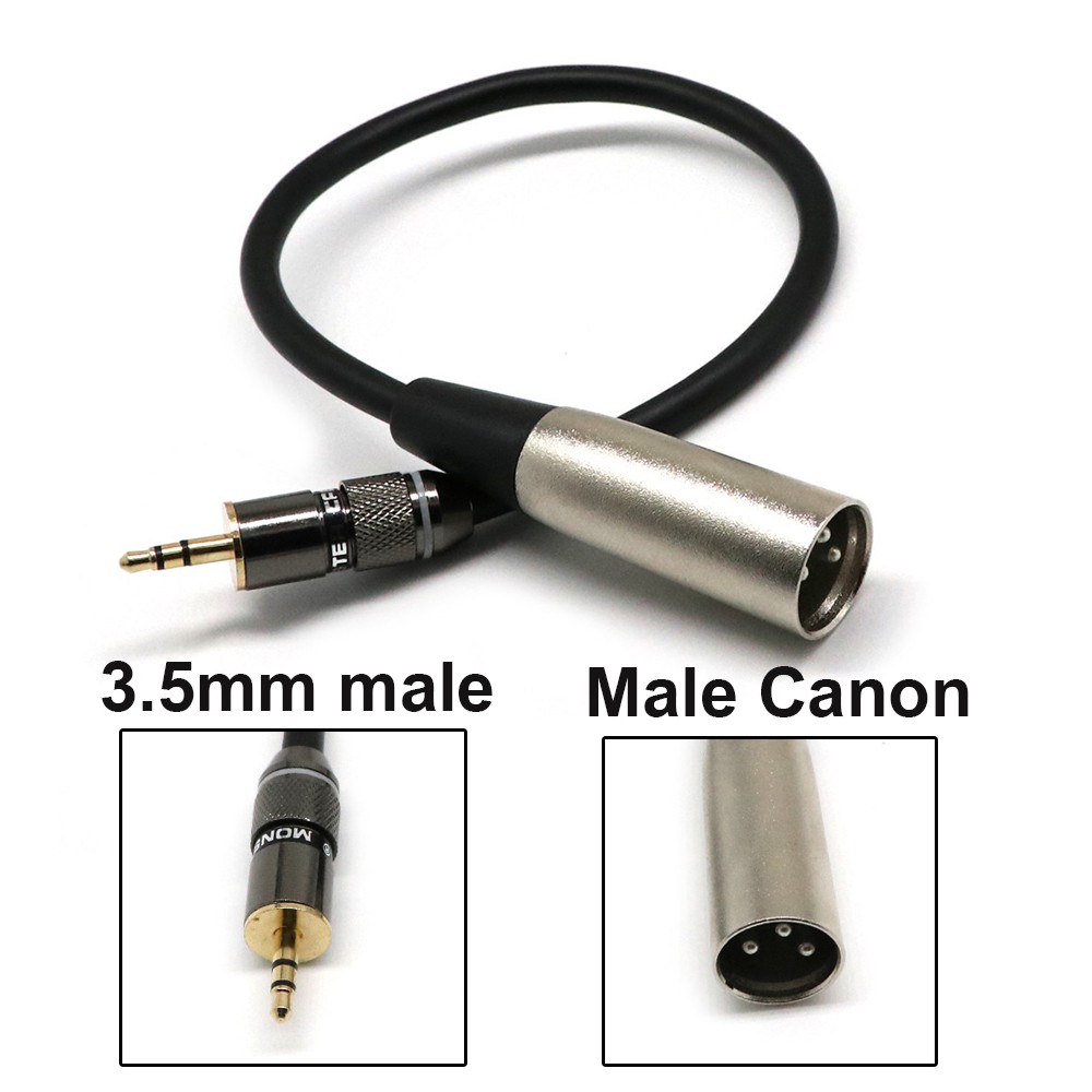 สายไมค์โครโฟน 0.3m XLR 3-Pin Male to 3.5mm Stereo Plug Microphone Mic ...