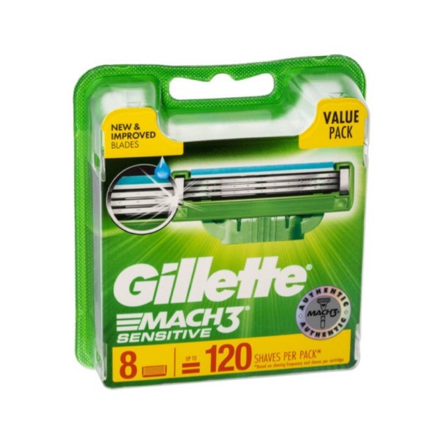 พร้อมส่ง Gillette Mach 3 Turbo Mach 3 Sensitive แพคสุดคุ้ม จำนวน 8 ใบ ...