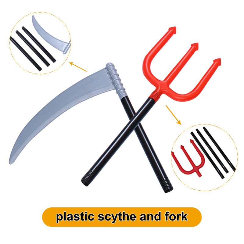 2pcs Halloween Weapon Props Durable Funny Plastic Scythe Toy for ...