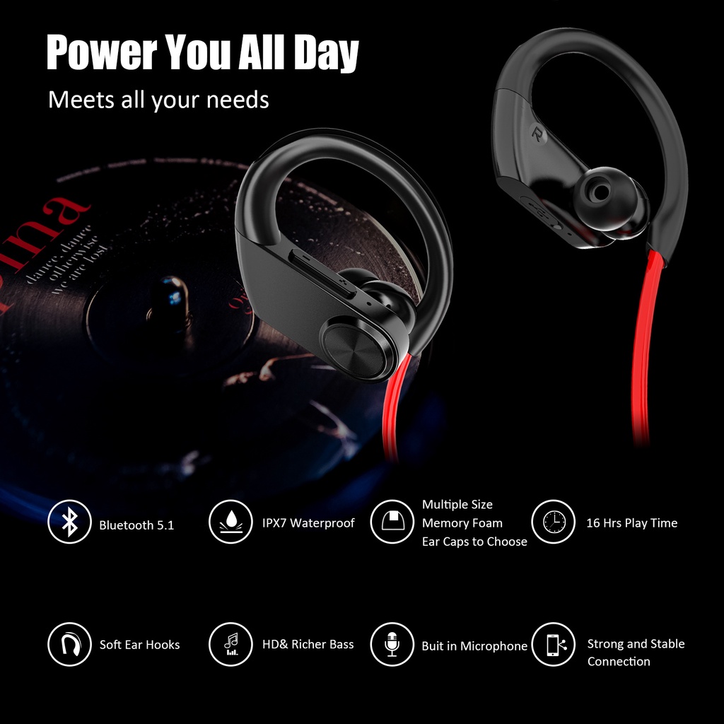 ZZN Wireless Sport Headphones Bluetooth 5.0 Earphones Hanging Neck ...