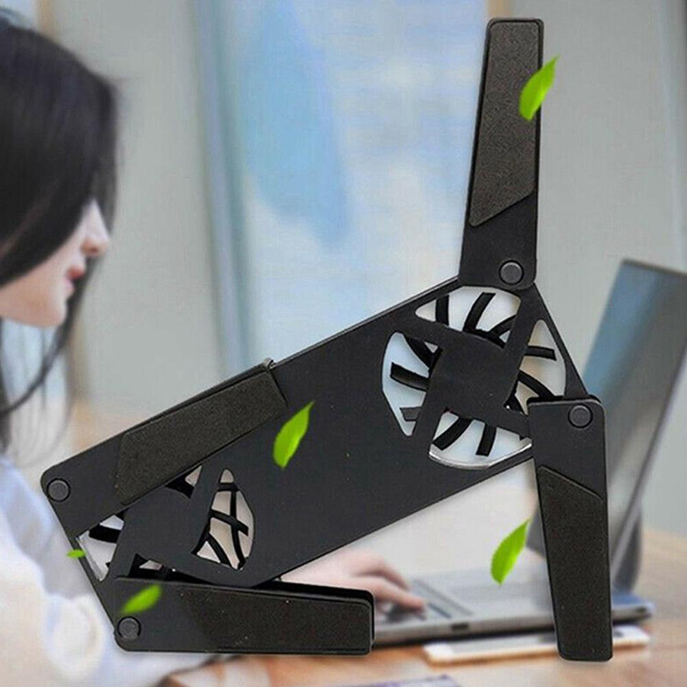 Laptop Desk Support Dual Cooling Fan Notebook Computer USB Rack Black ...