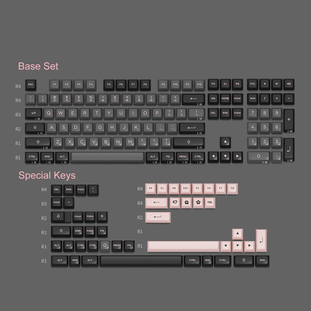 Akko Key cap Black & Pink 158-Key ASA Profile PBT Double-Shot Full ...