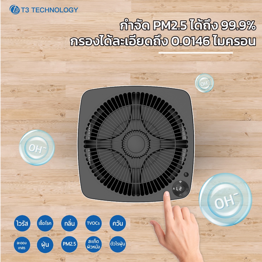 T3 Smart Air Purifier A5 เครื่องฟอกอากาศ รุ่น A5 ไม่จำเป็นต้องเปลี่ยนไส้กรองตลอดอายุการใช้งาน ...