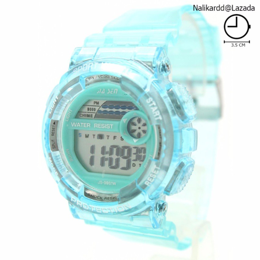 Sport Watch (Crystal Clear) นาฬิกา สายยางใส ระบบ Digital SW-L3(สีฟ้า ...