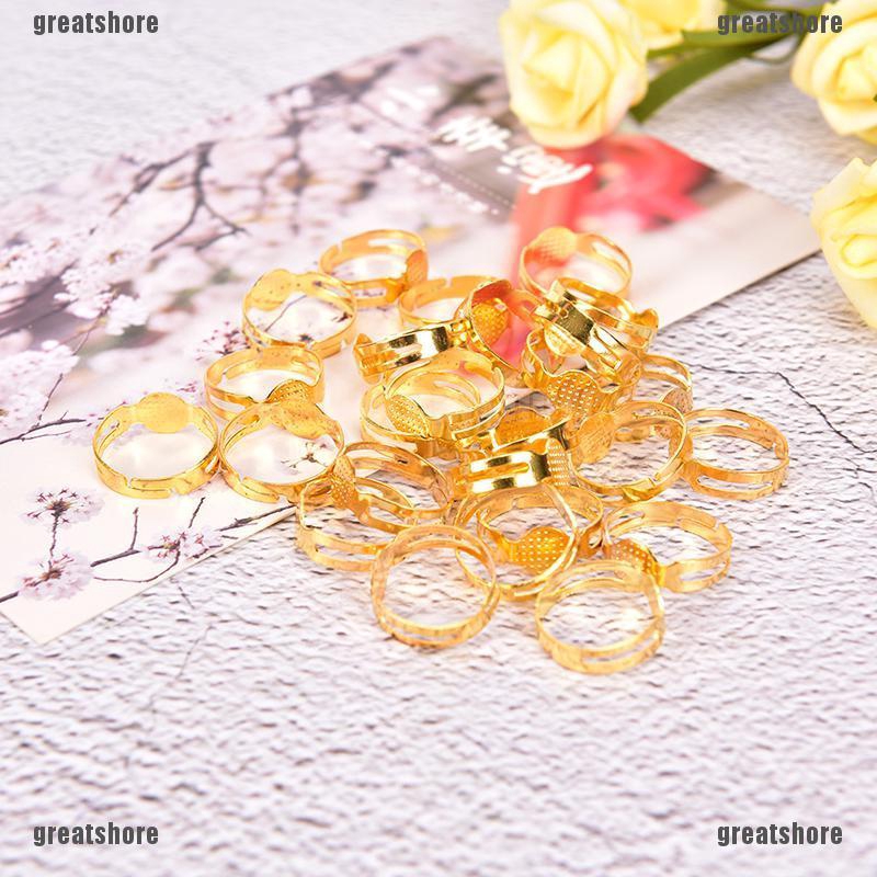 GRE 50pcs 8mm Flat Pad Ring Bases DIY Blank Findings For Jewelry Making ...