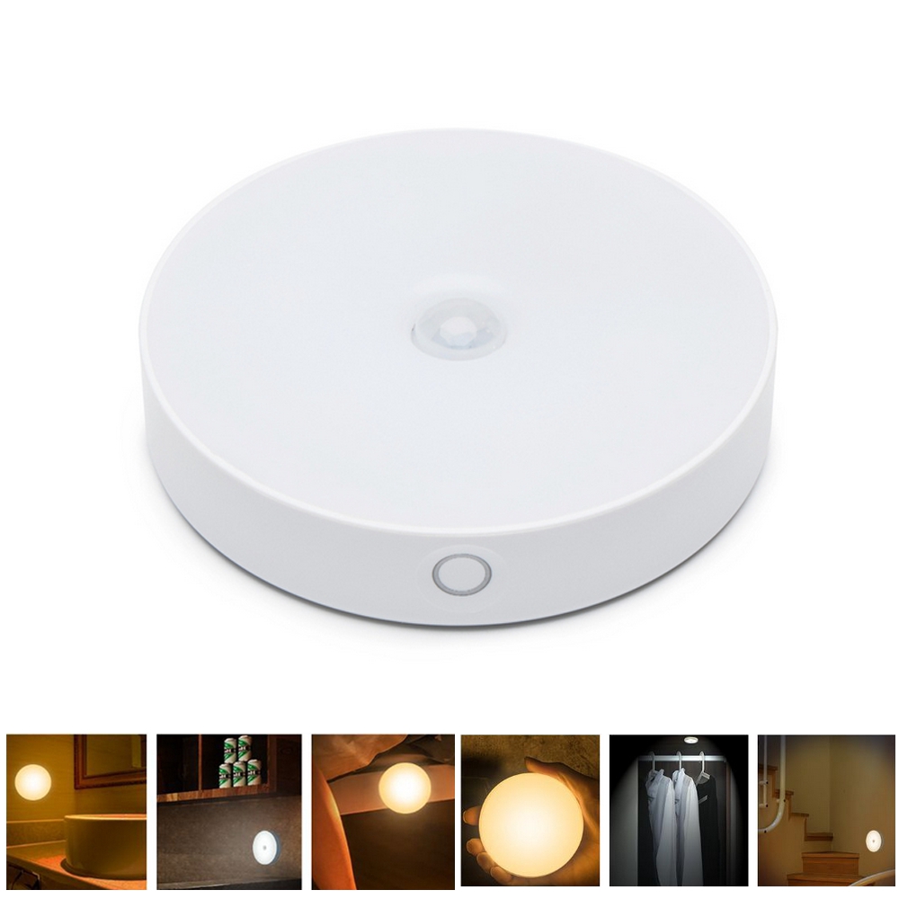 6 LED USB Rechargeable PIR Motion Sensor Light Control LED Night Lamp ...