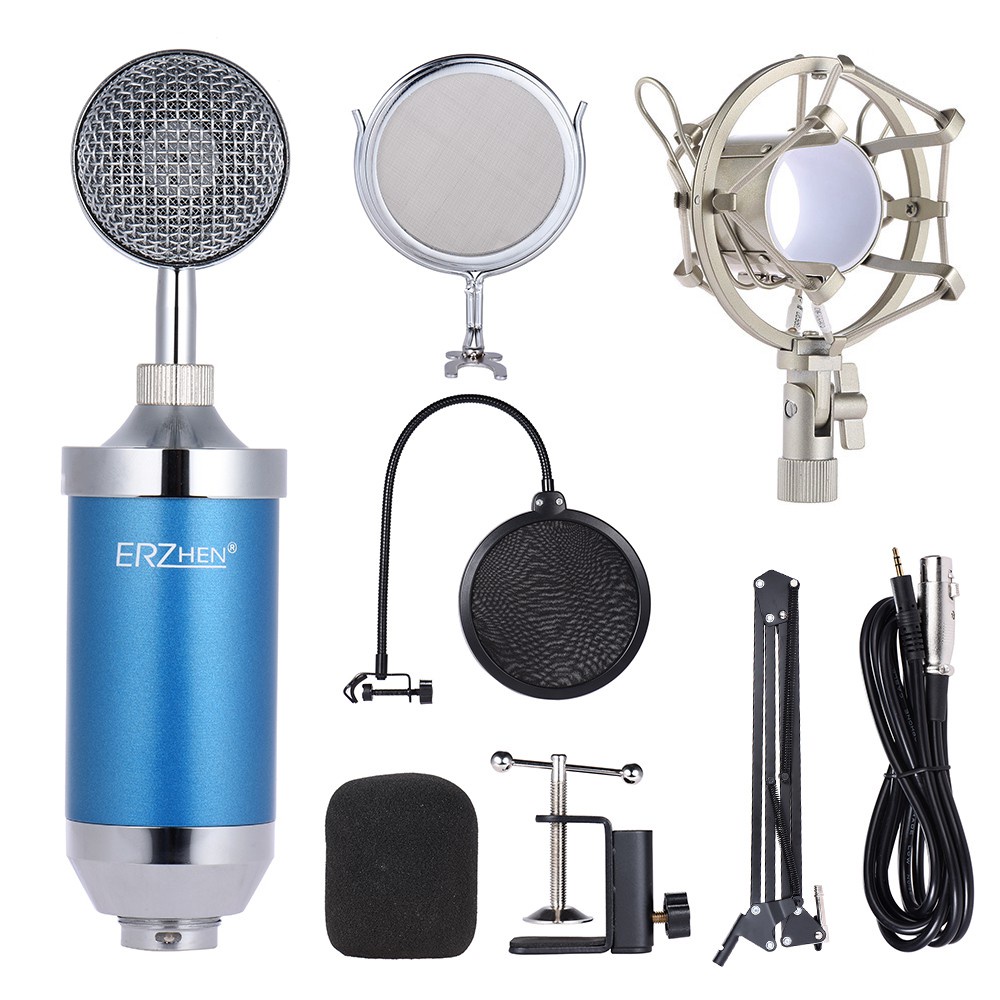 Studio Broadcasting Recording Condenser Microphone Mic Kit Set 3.5mm ...