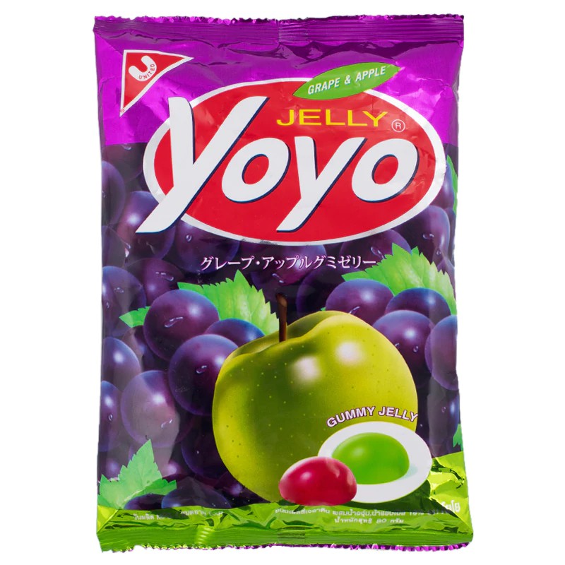 โยโย่กัมมี่รสองุ่นและแอปเปิ้ล 80กรัม Yoyo Gummy Grape and Apple Flavor ...