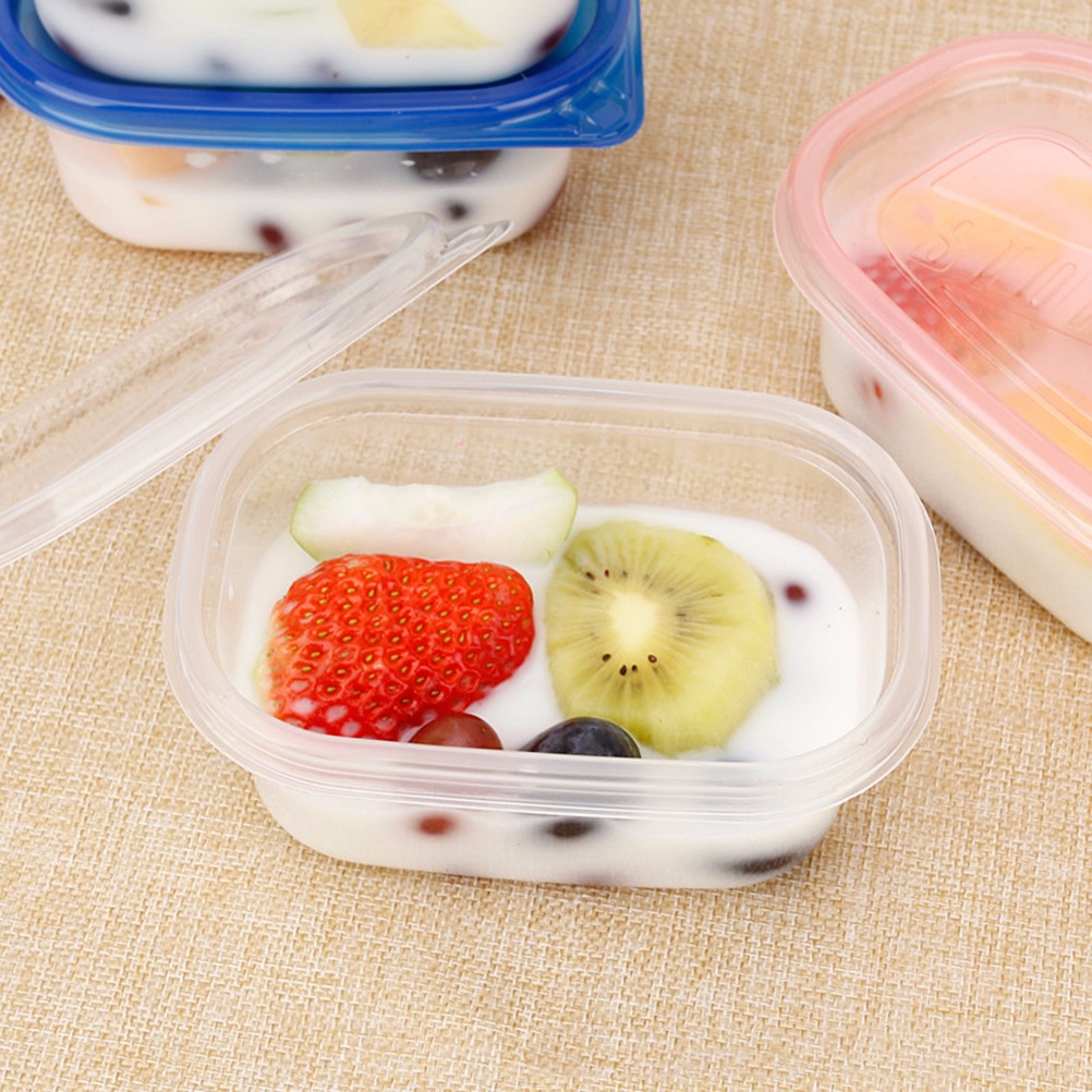 12pcs 280ml Rectangular Plastic Lunch Boxes Disposable Food Container Kitchen Sealed Box For ...