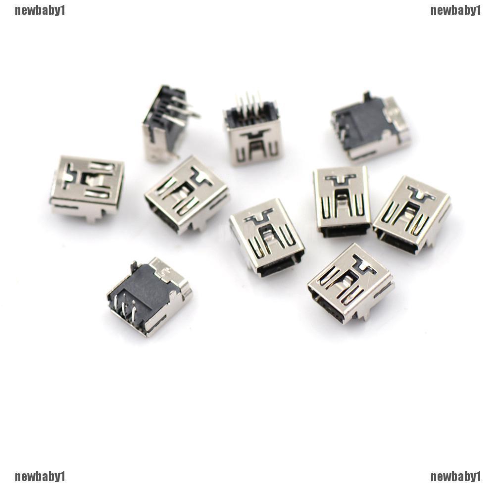 10Pcs Mini USB Female 5 Pin Type B Right Angle PCB Socket Connector 2 ...