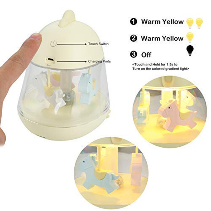 Carousel Music Box, Press Sensor LED Night Lights with USB Charging, 7 ...