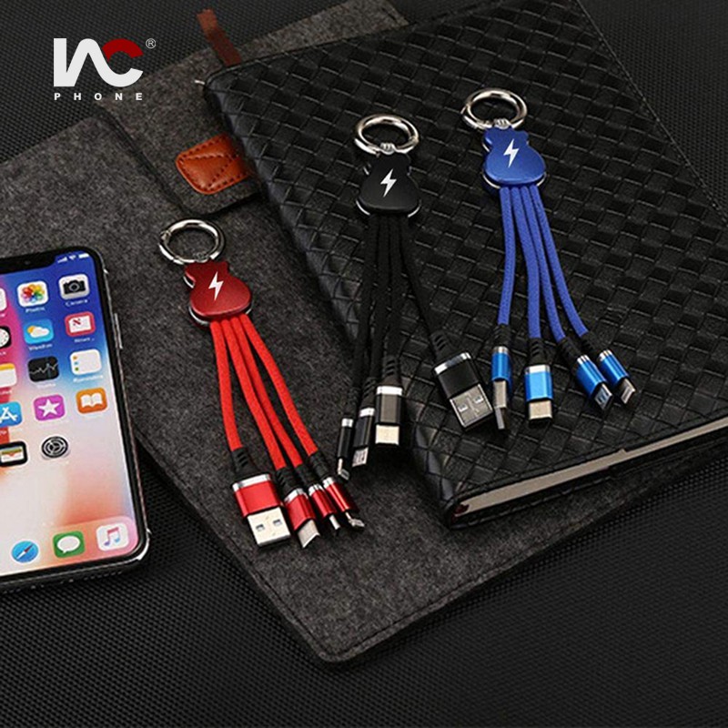 ღღShort 3 in 1 Charging Cable Fast Charging Keychain Charger Cable 3 ...