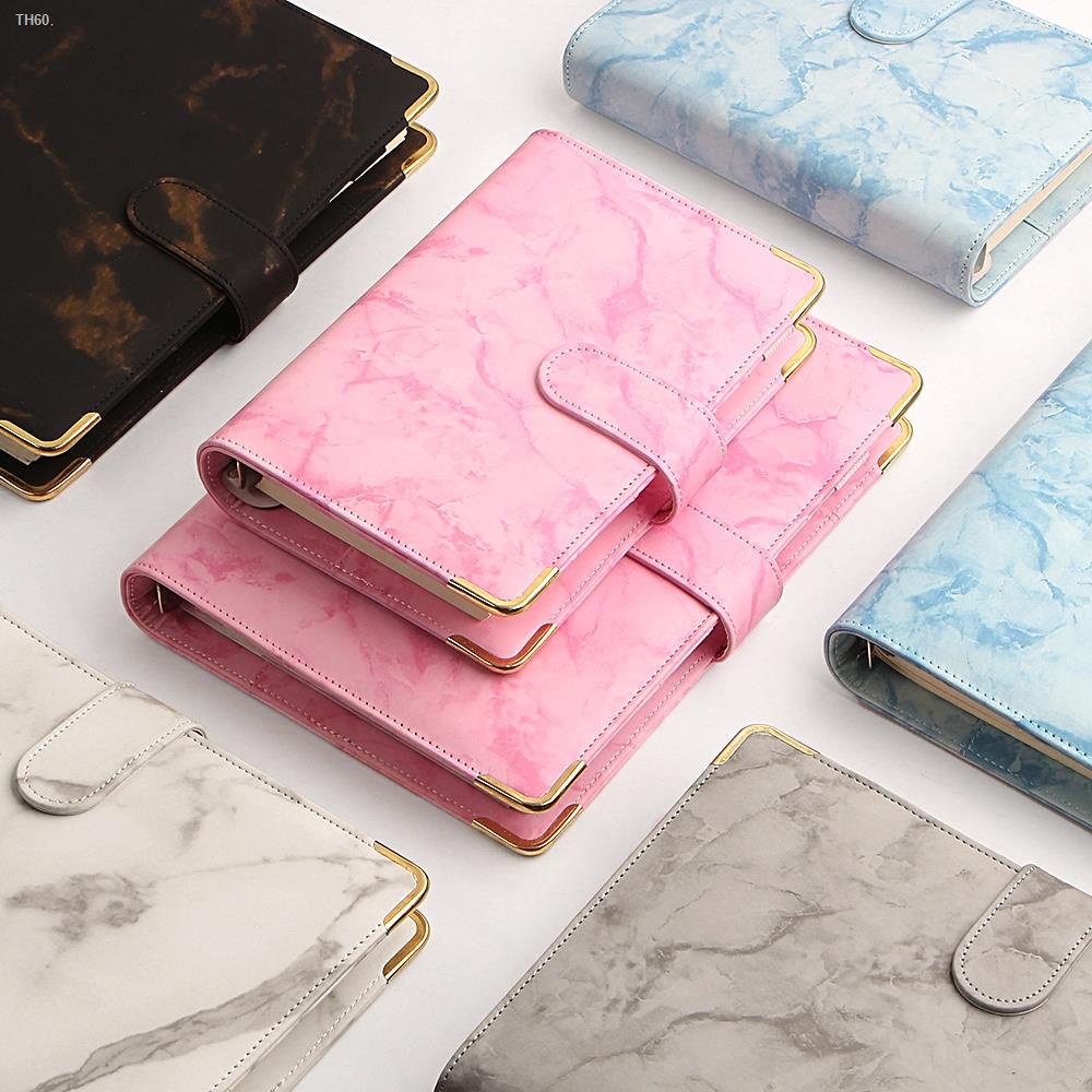 ins™ A5/A6 Color Macaron Marble Leather Spiral Notebook Cover Office ...