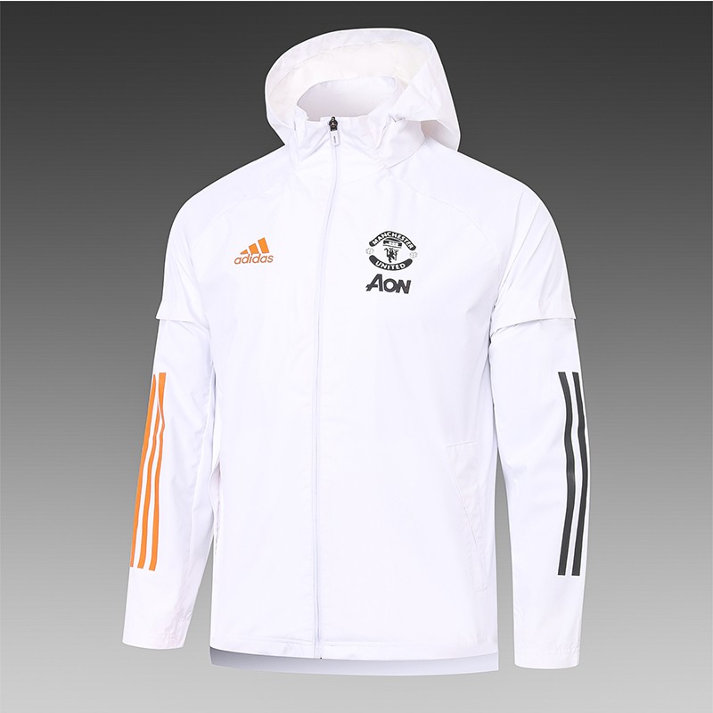 Manchester United cold training windbreaker hooded 2021 new white ...