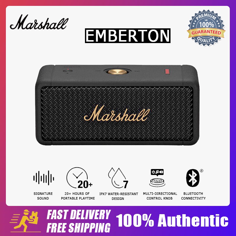 100 Genuine Marshall Emberton Portable Wireless Bluetooth Waterproof ...
