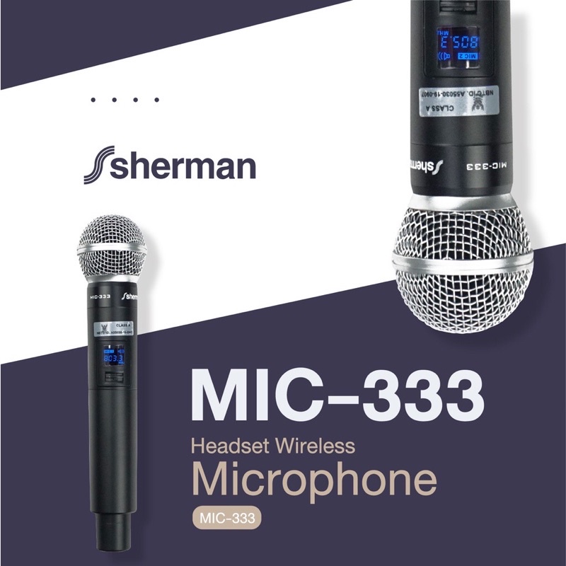 SHERMAN รุ่น MIC333 ไมโครโฟนไร้สาย UHF ไมค์ลอยแบบมือถือไมค์คาดศีรษะไมค์ ...