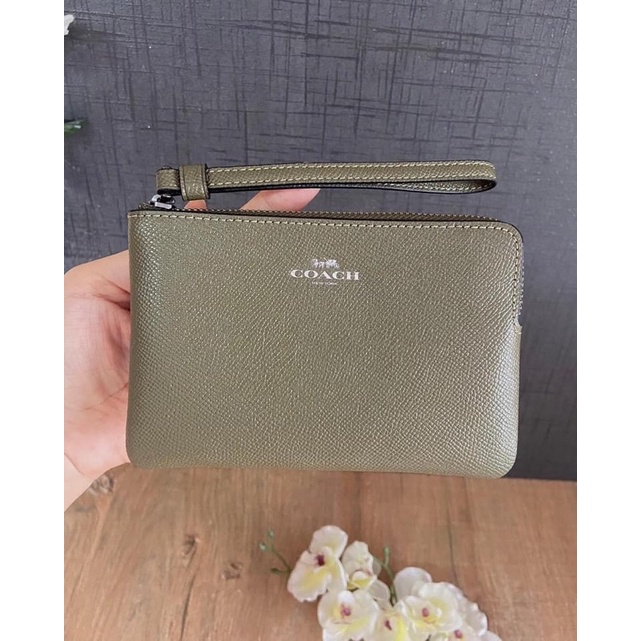 พร้อมส่ง แท้ New Coach คล้องมือ 2 ซิป S DOUBLE CORNER ZIP WRISTLET ...
