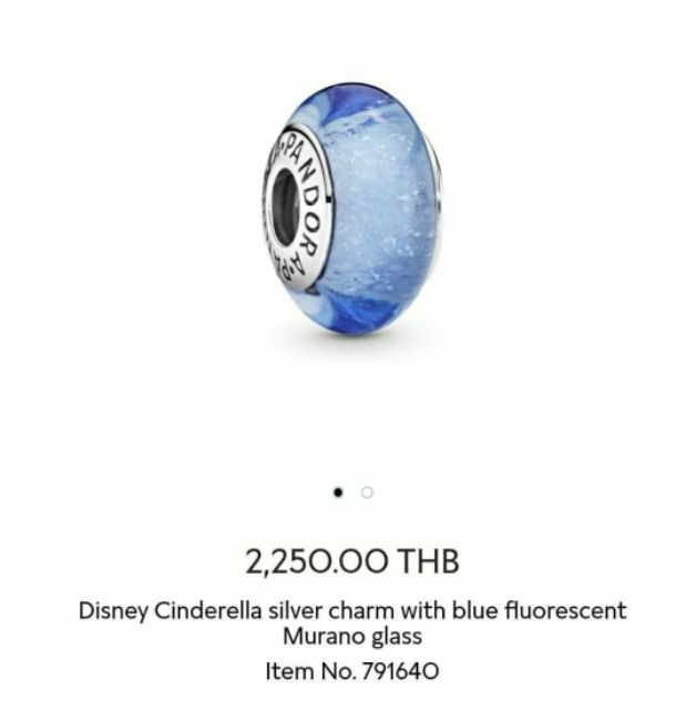Pandora Disney Cinderella silver charm with blue fluorescent Murano ...