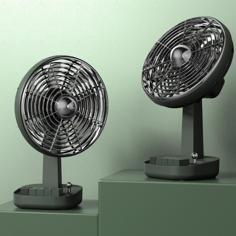 HSV Rechargeable 4000mAh 8-inch 4 Speed Table Fan Shaking Head Desk ...