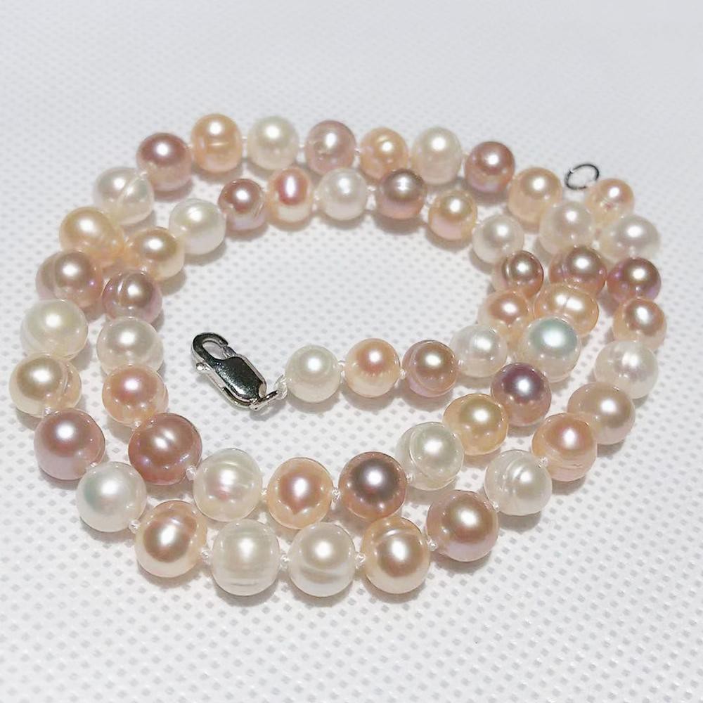 New Natural Freshwater Cultured Pearl Thread Pearl 7-8MM White Pink ...