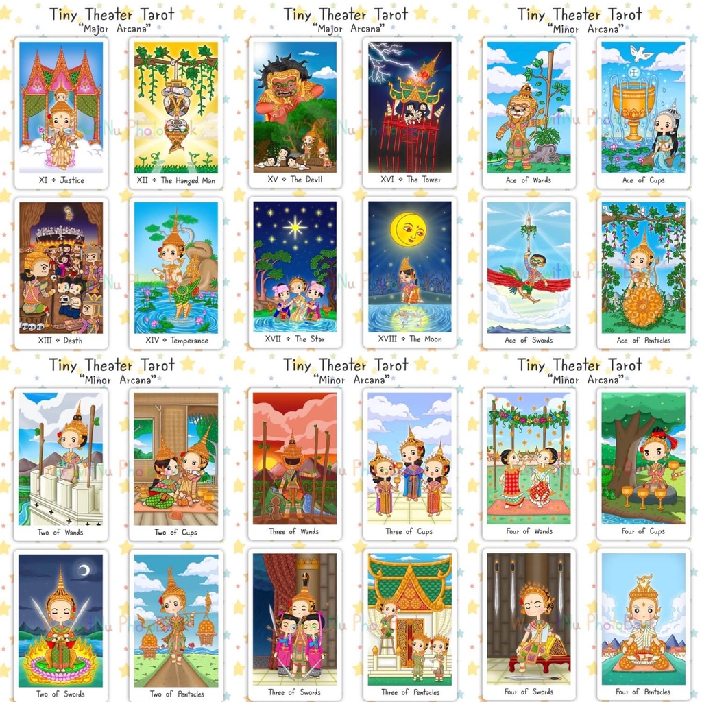 Tiny Theatre Tarot Khon Tarotไพ่ทาโรต์ โขน ละครไทย ไพ่ทาโร่ไทย ของแท้ ไพ่ยิปซี น่ารัก สวย 78 ใบ ...