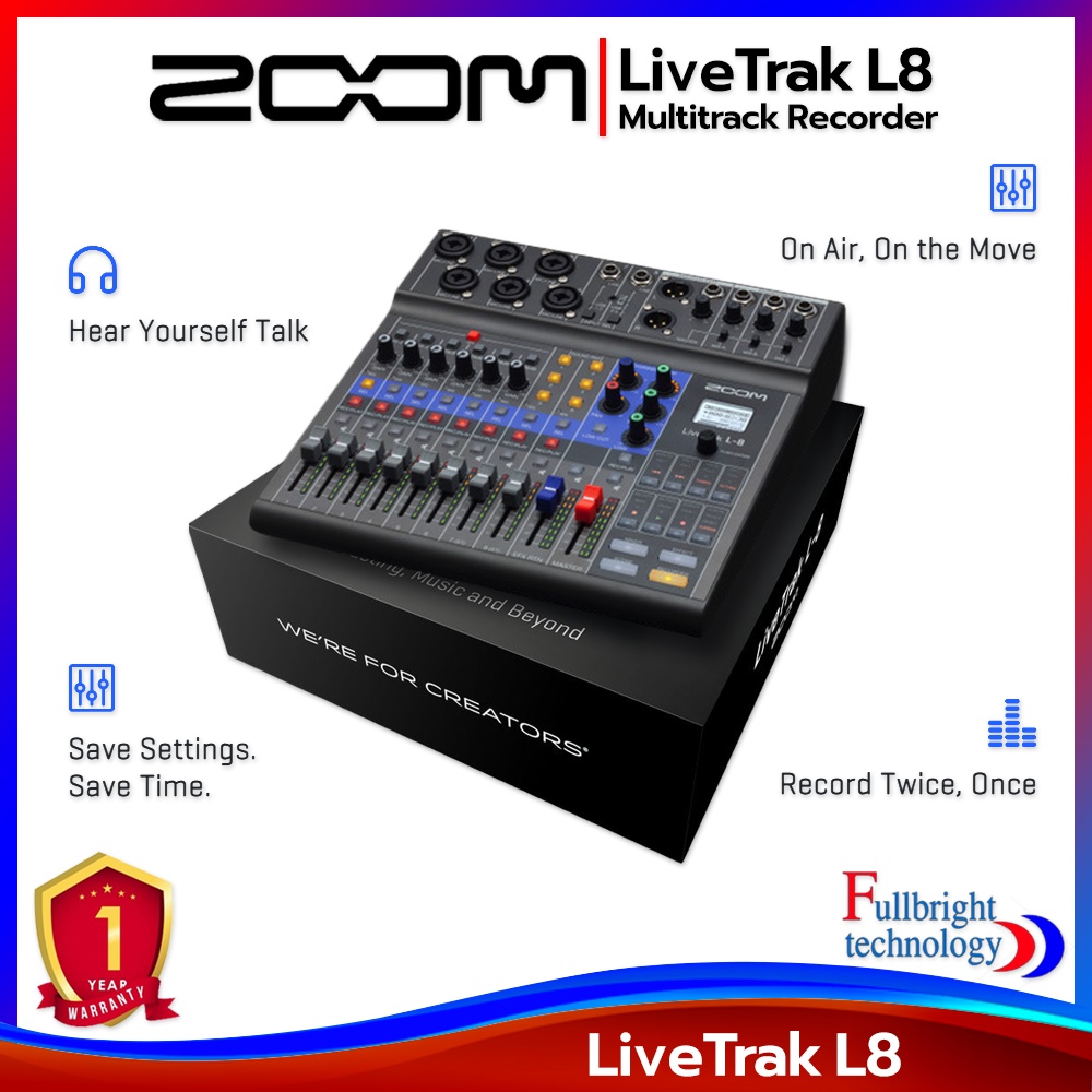 มิกเซอร์พร้อมเครื่องบันทึกเสียง Zoom LiveTrak L8 Multitrack Recorder ...