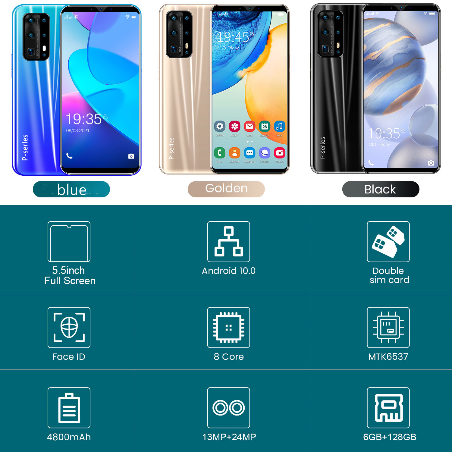 โทรศัพท์มือถือ HAUWEI P48 Pro สมาร์ทโฟน 6.1นิ้ว RAM6GB ROM128GB สแกน ...