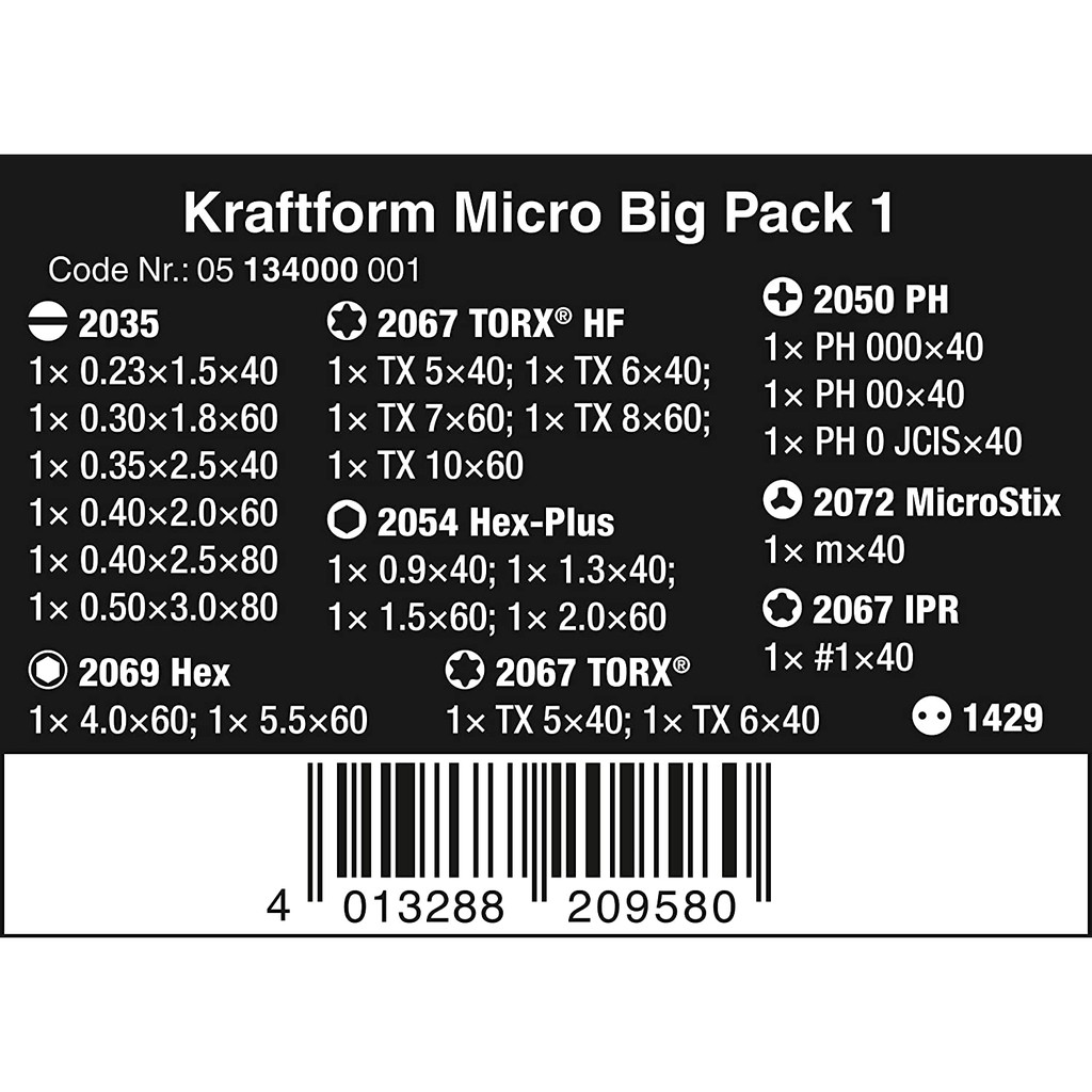 Wera Kraftform Micro Big Pack 1 Screwdriver set for electronic ...