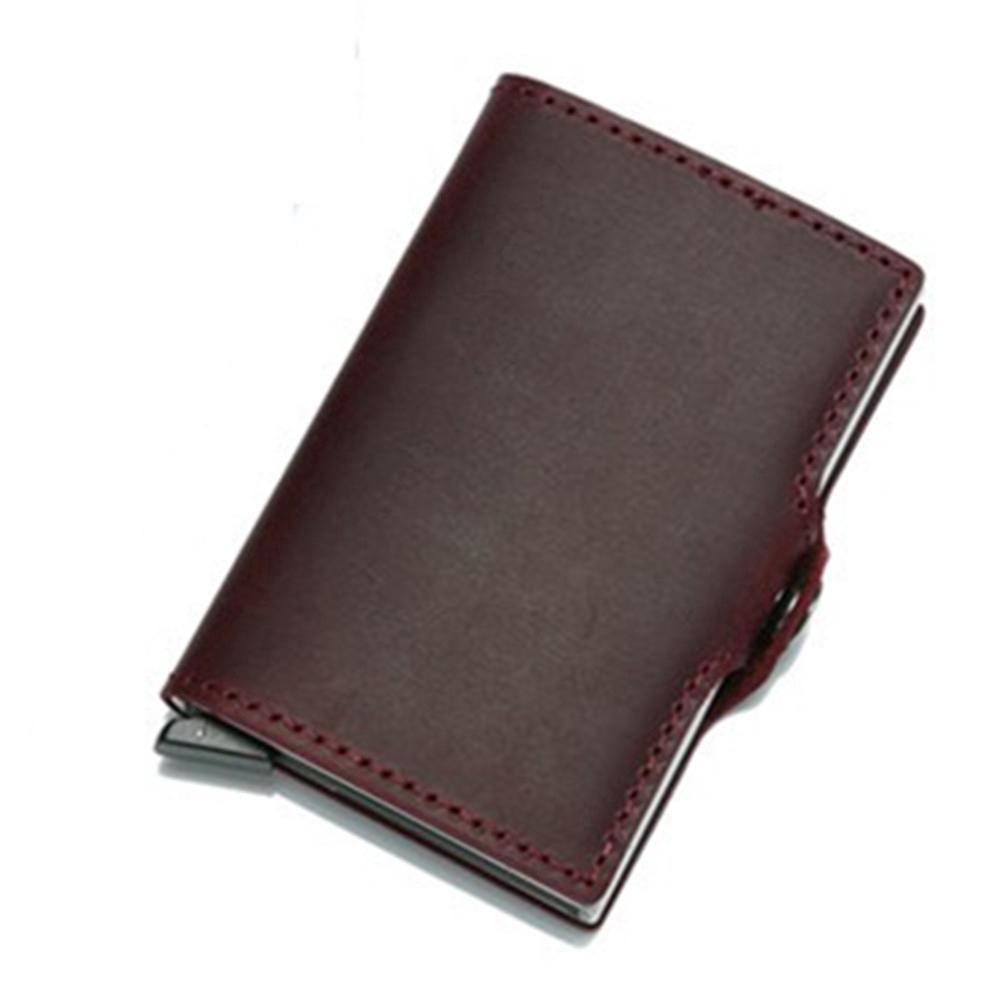 ใหม่สไตล์กระเป๋าสตางค์หนังแท้ Unisex ธุรกิจผู้ถือบัตร Rfid ปิดกั้น