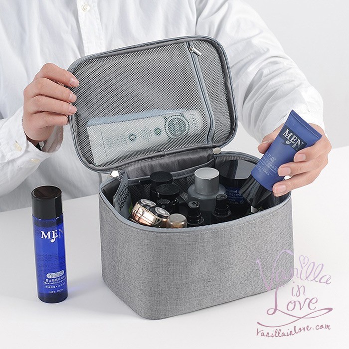 BG99 กระเป๋าเครื่องสำอางแบบเรียบง่าย เหมาะสำหรับผู้ชาย และ ผู้หญิง สี ...