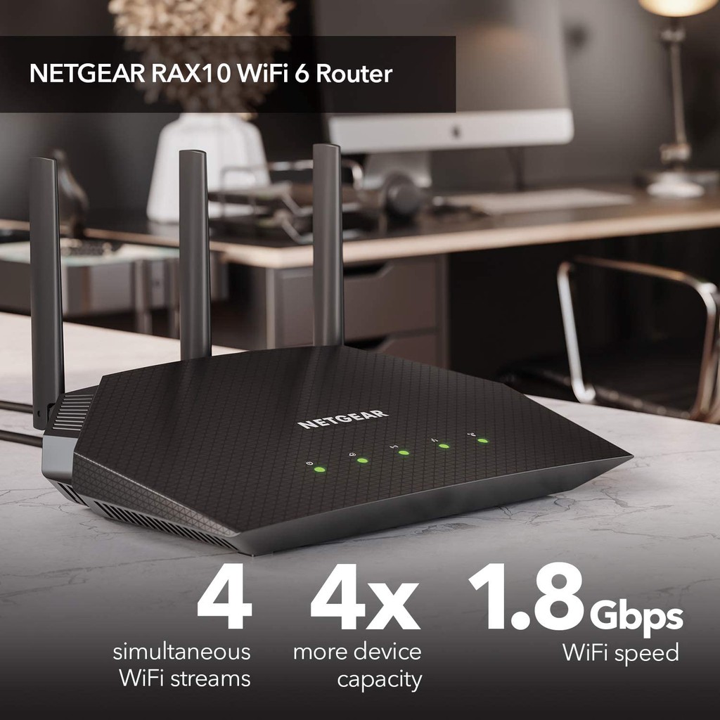Netgear RAX10 AX1800 WiFi 6 Router 4-Stream Dual-Band (up to 1.8Gbps ...