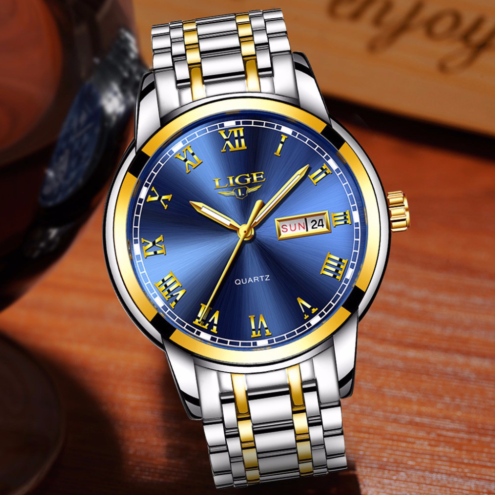 Fashion Full Steel Watch Men Analog Quartz Waterproof Watch968uih H05F ...