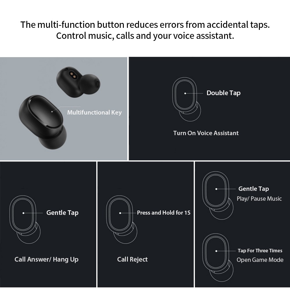 SALEXiaomi Redmi Airdots S BT 5.0 Earphone DSP Noise Cancelling Auto ...