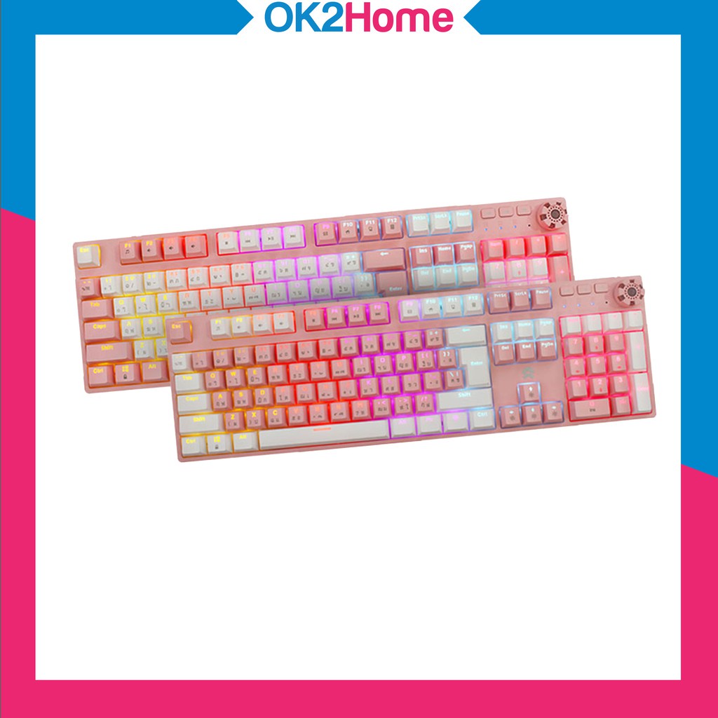 OKER Pink Evolution K-98A K-99B Mechanical Gaming Keyboard คีย์บอร์ดเกม ...