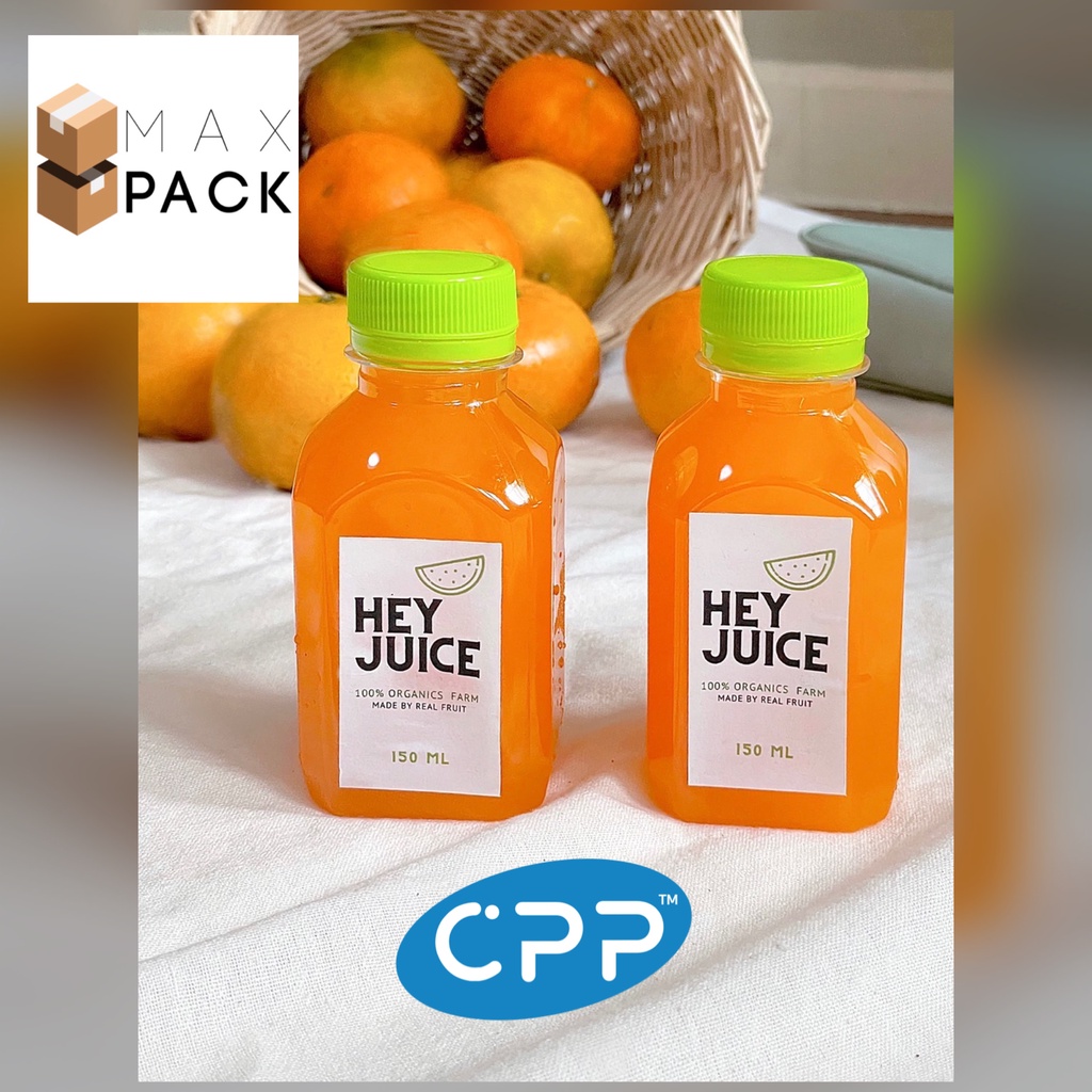 แบบใหม่ ขวดพลาสติก ทรงเหลี่ยมมน PET ขนาด 150 ml 160 ml พร้อมฝา สำหรับบรรจุน้ำผลไม้ น้ำส้ม ชา ...