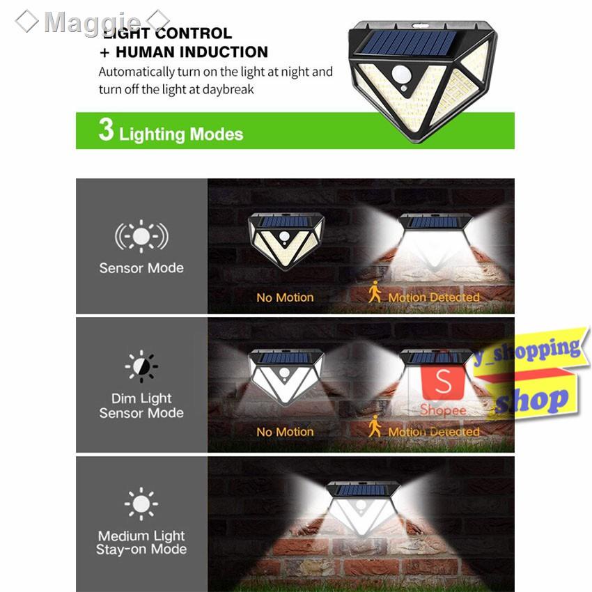 MaggieSolar motion sensor light ไฟติดผนังโซล่าเซลล์พลังงานแสงอาทิตย์ 166LED 3โหมด three way ...
