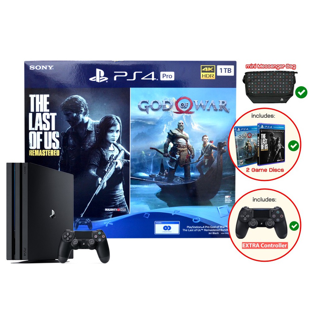 PS4Pro God of War The Last of US Remaster Bundle (PS4 Pro 2 เกม 2 จอย กระเป๋าสะพาย ...