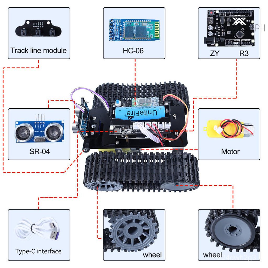 wJhR Smart Crawler Robot DIY Kit Intelligent Programmable Robot Kit with Ultrasonic Obstacle ...