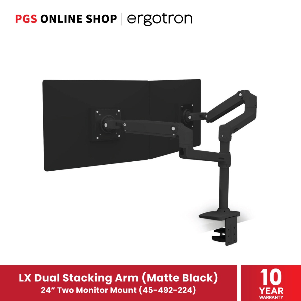 Ergotron แขนจับจอมอนิเตอร์ ขนาด 24" LX Dual Stacking Arm (45-492-224 ...