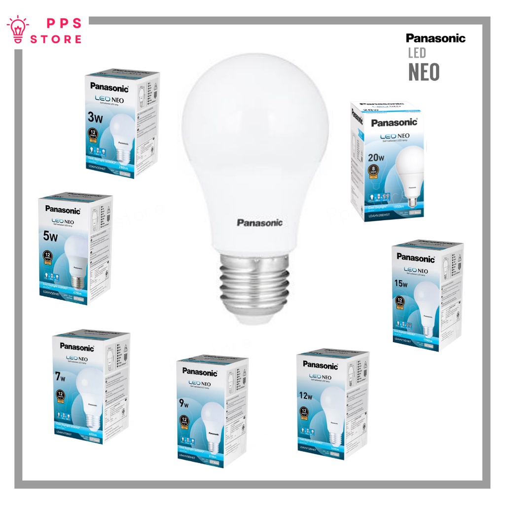 หลอดไฟ Panasonic LED NEO 3W / 5W / 7W / 9W / 12W /15W แสงขาว Daylight ...