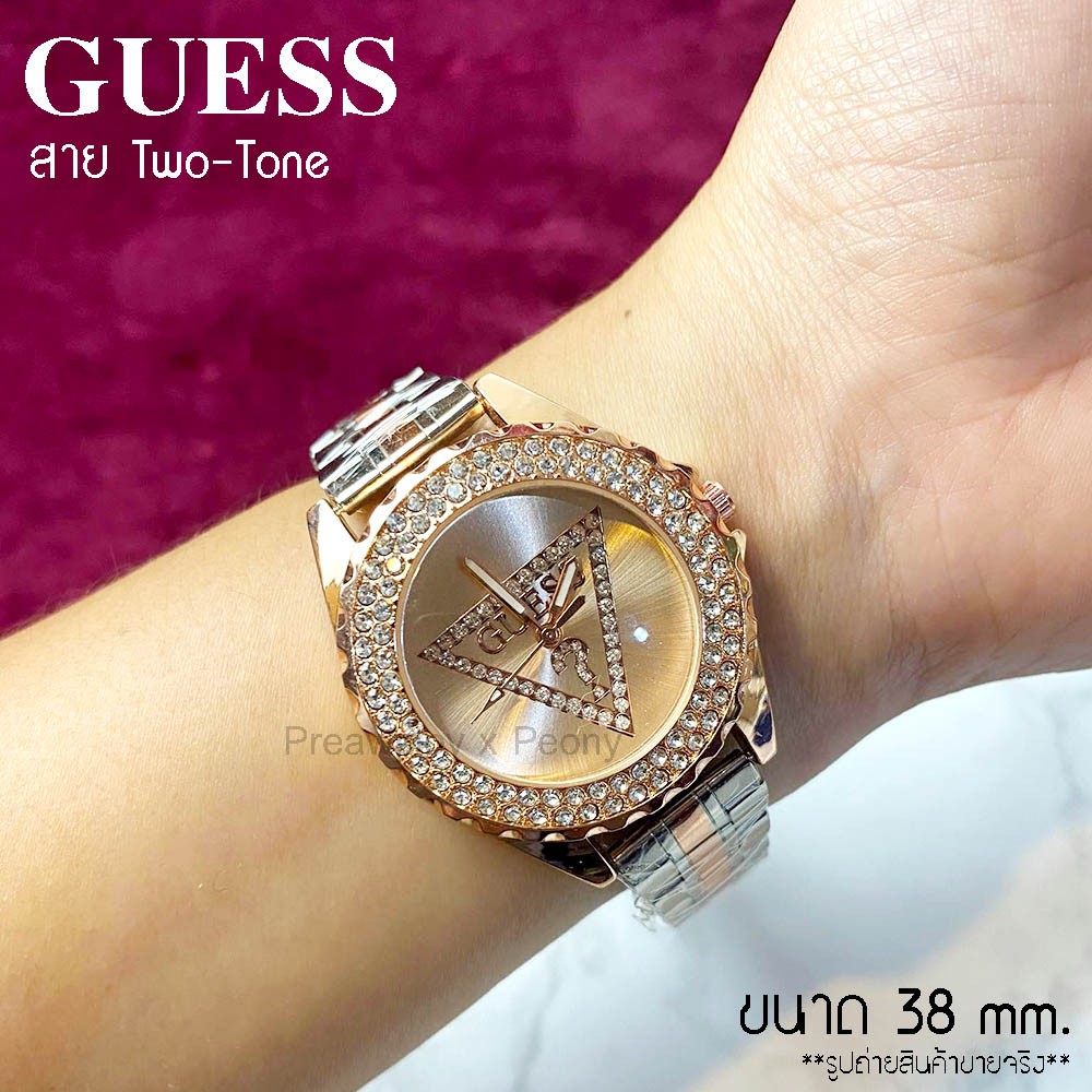 นาฬิกา GUESS สายสแตนเลส Two-tone Pink gold สายซิลิโคน ตัวเรือนล้อม ...