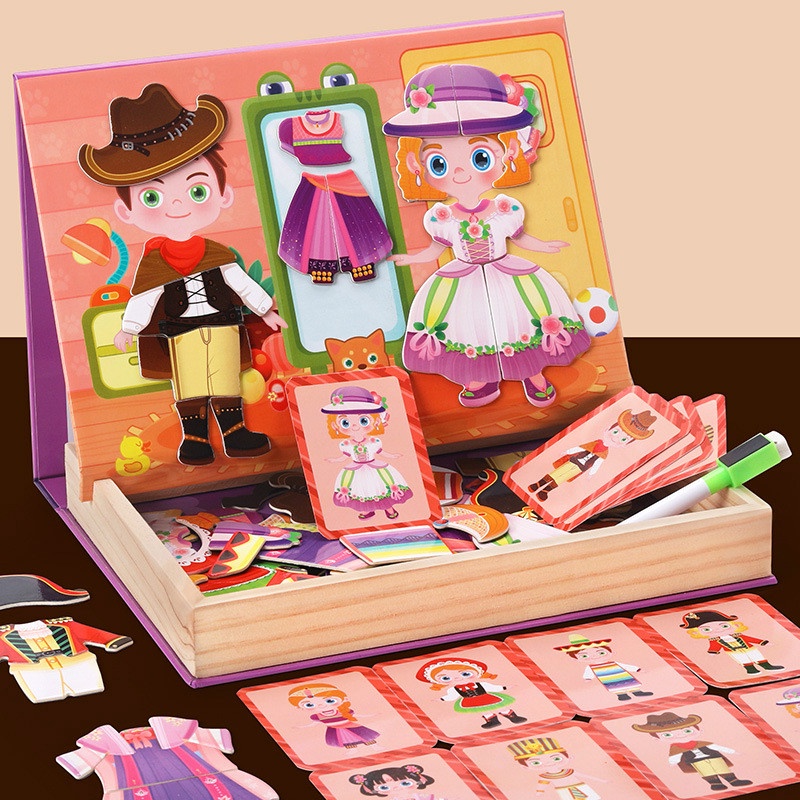 Local StockWooden Montessori Magnetic Dress Changing Jigsaw Game Toys ...