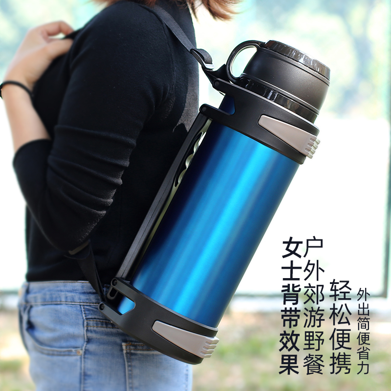 พร้อมส่งกระติกน้ำร้อนพกพาหม้อฉนวนกันความร้อนในบ้าน2L กลางแจ้งแบบพกพา304ถ้วยแก้วสแตนเลส3000mlขวด ...