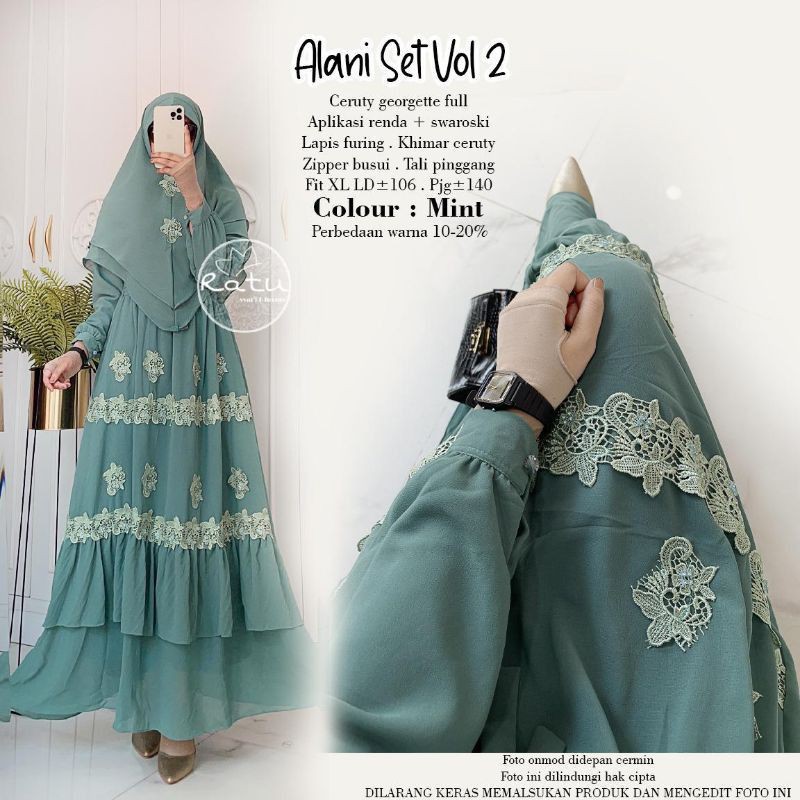 Alani SET VOL 2 ชุดเสื้อคลุม SYARI KHIMAR สําหรับเด็กผู้หญิง ...